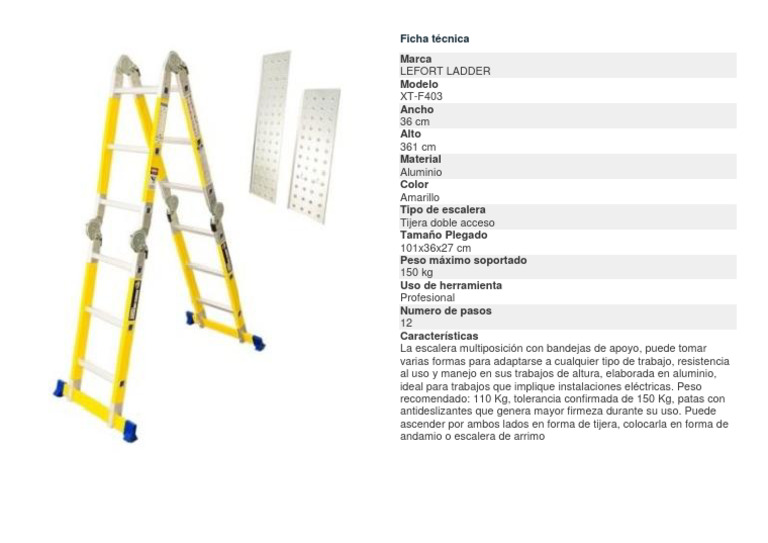 Ficha Técnica de La Escalera Tipo Tijeral | PDF