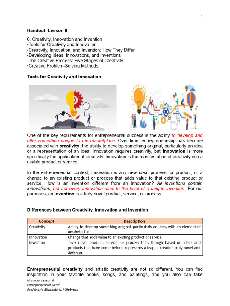 Handout-Lesson-6 | PDF | Thought | Creativity