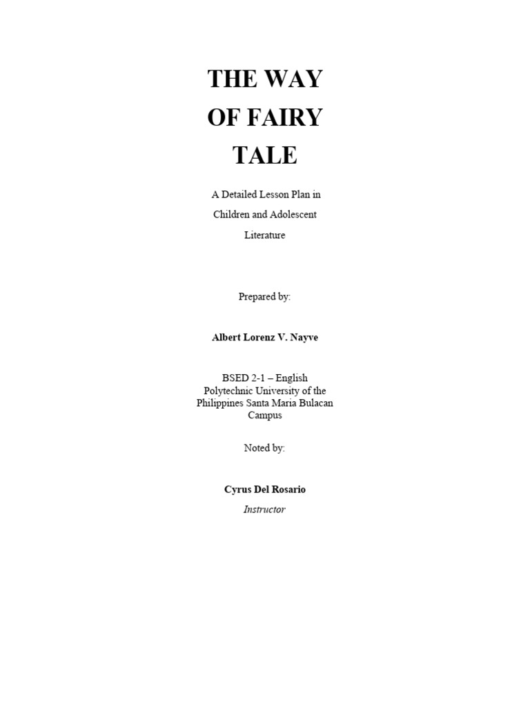 Lesson Plan | PDF | Fairy Tales | Hero