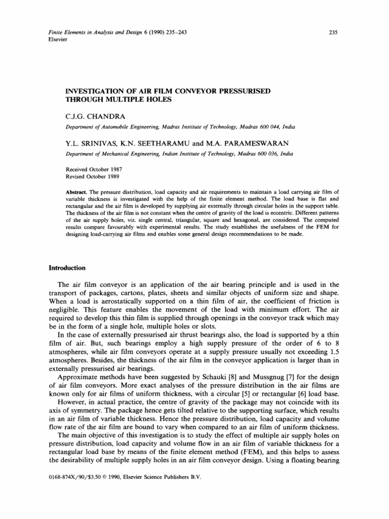 Air Film Conveyor Design Analysis | PDF | Finite Element Method | Pressure