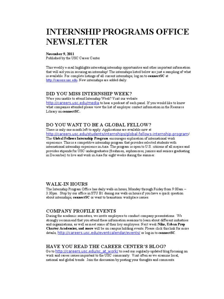 Internship Programs Office Newsletter: Did You Miss Internship Week ...