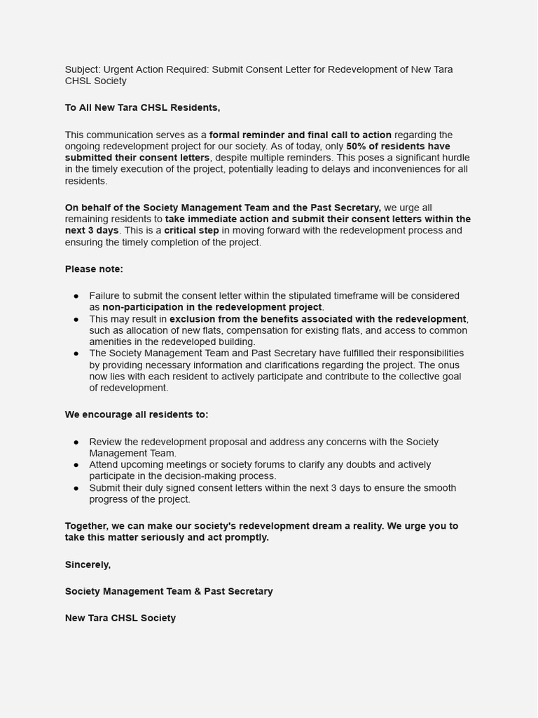 Redevelopment Concent | PDF | Finance & Money Management