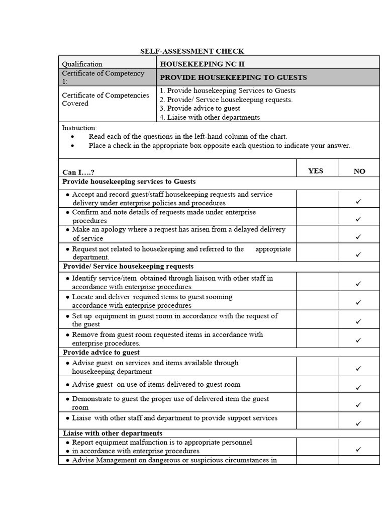 Self - Assesment Core | PDF | Laundry | Textiles