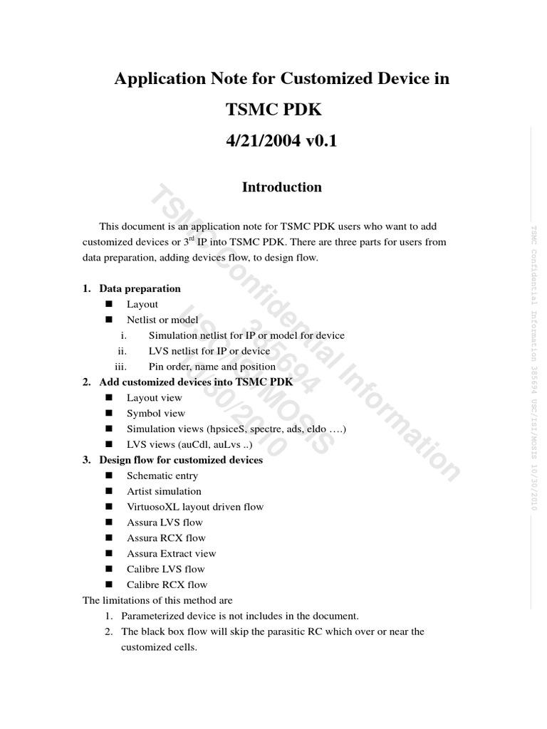 TSMC PDK Custom Device Guide | PDF | Computer Engineering | Computing