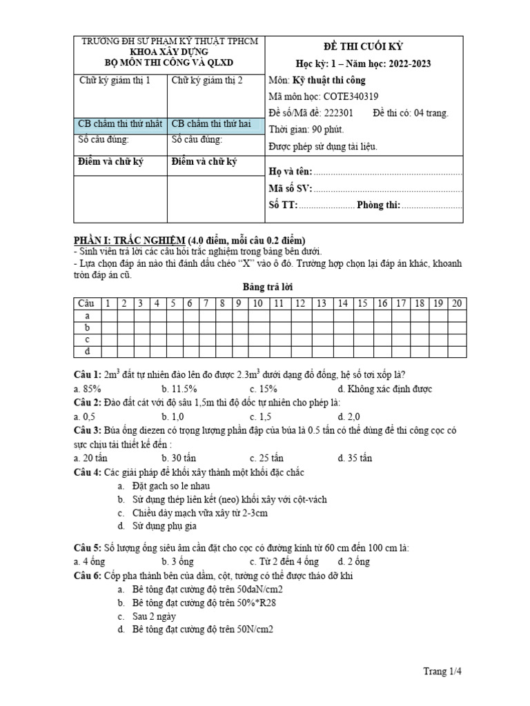 Đề thi HK1-22-23 đề 1 | PDF