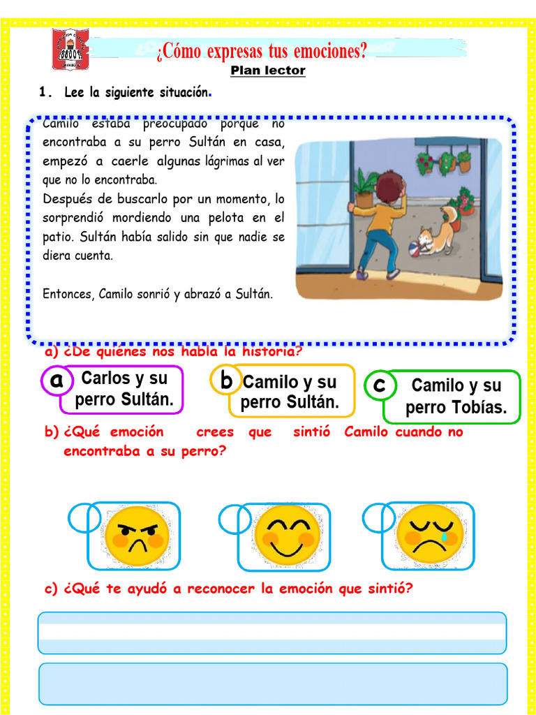 Ficha Plan Lector ¿Cómo Expresas Tus Emociones | PDF