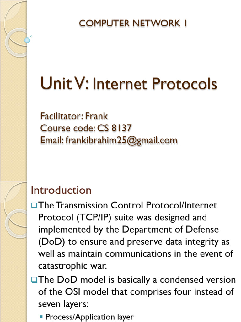 Unit V | PDF | Internet Protocol Suite | Osi Model
