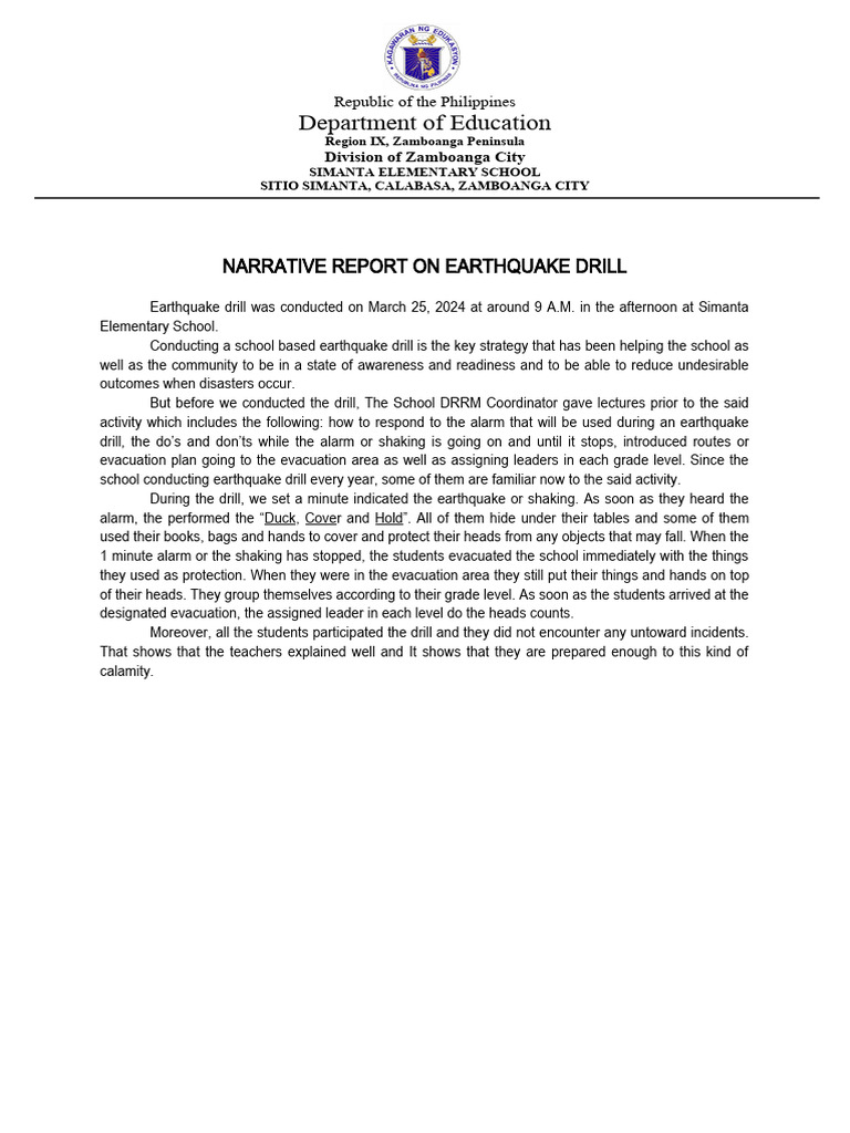 1st QUARTER NSED REPORT | PDF | Learning