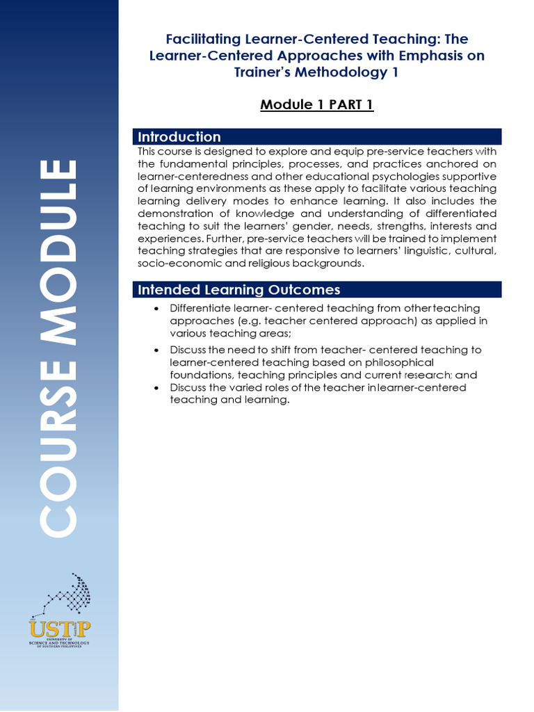 MODULE 1 PART 1 | PDF | Constructivism (Philosophy Of Education) | Learning