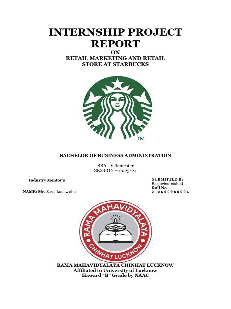 BBA Internship: Starbucks Retail Marketing | PDF | Corporate Social ...