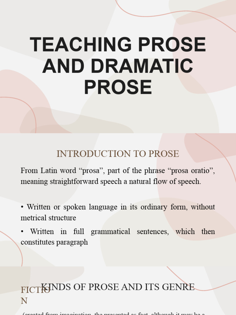 Teaching Prose and Dramatic Prose | PDF | Narrative | Prose