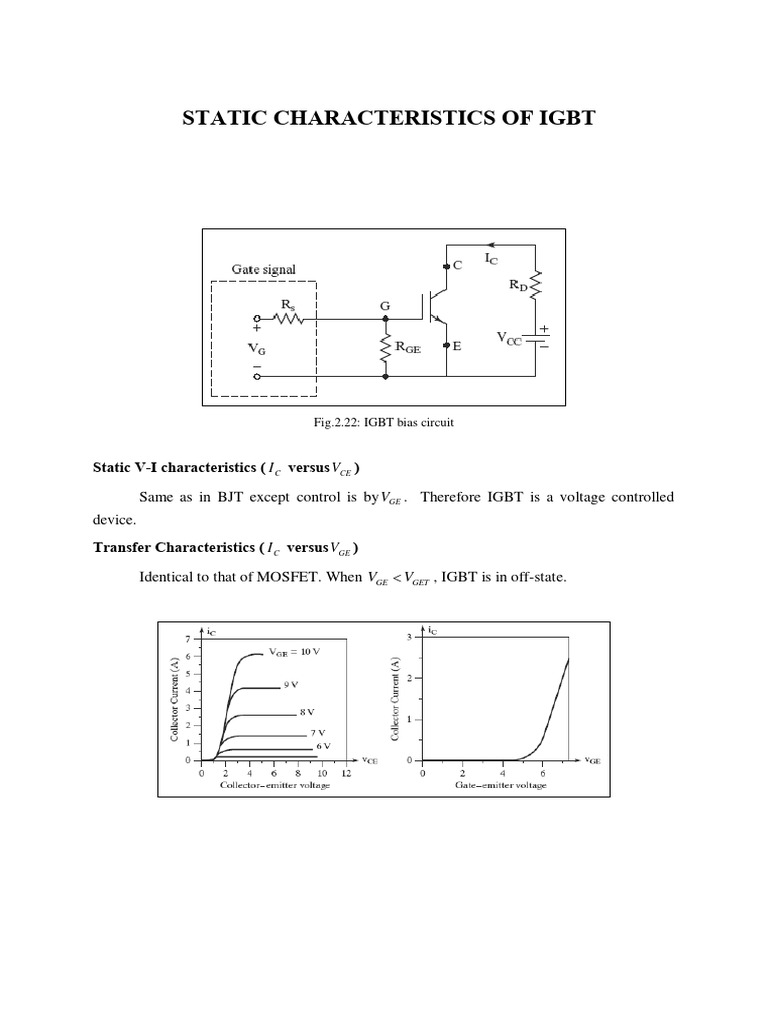 Static Characteristics of IGBT | PDF | Bipolar Junction Transistor | Capacitor