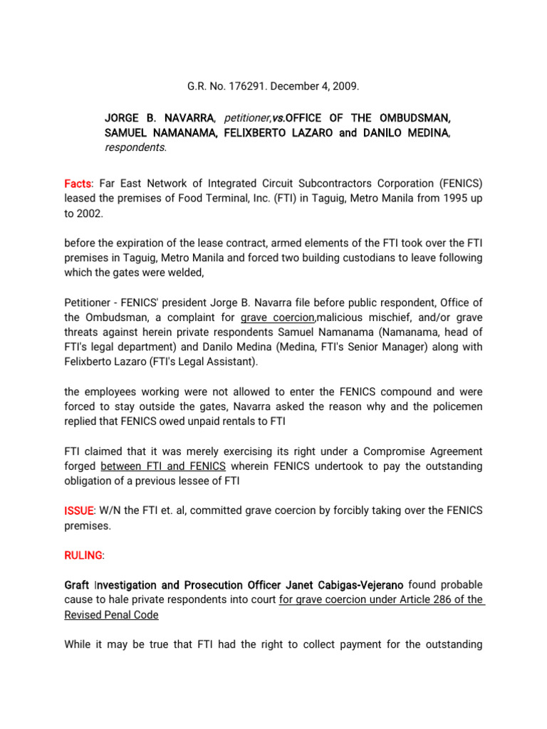 Supreme Court Ruling on Grave Coercion Case | PDF | Lease | Government