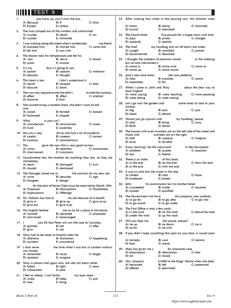 Upper Level Vocabulary 9 | PDF