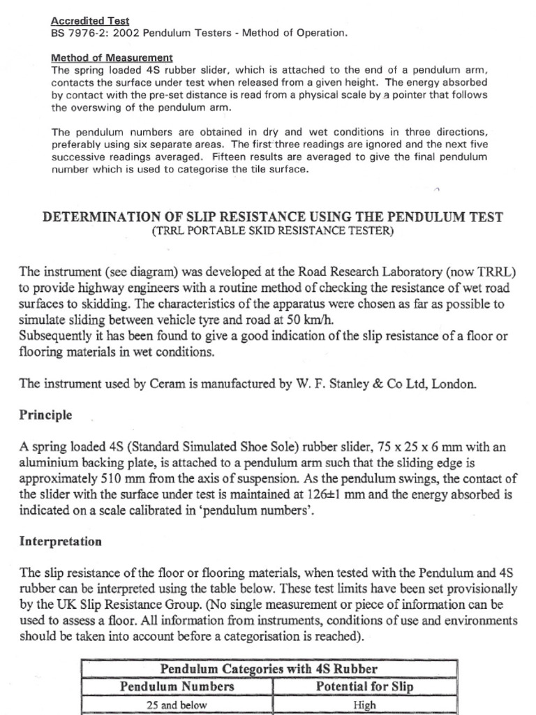 BS7976 Slip Resistance Test | PDF