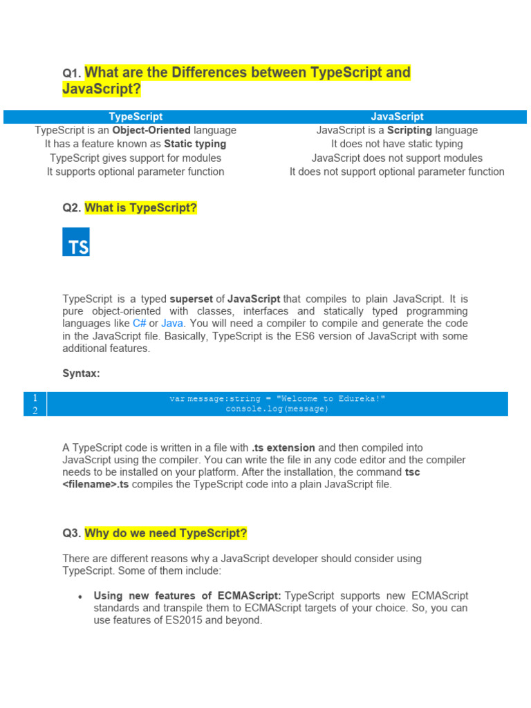 Type Script | Download Free PDF | Class (Computer Programming) | Data Type