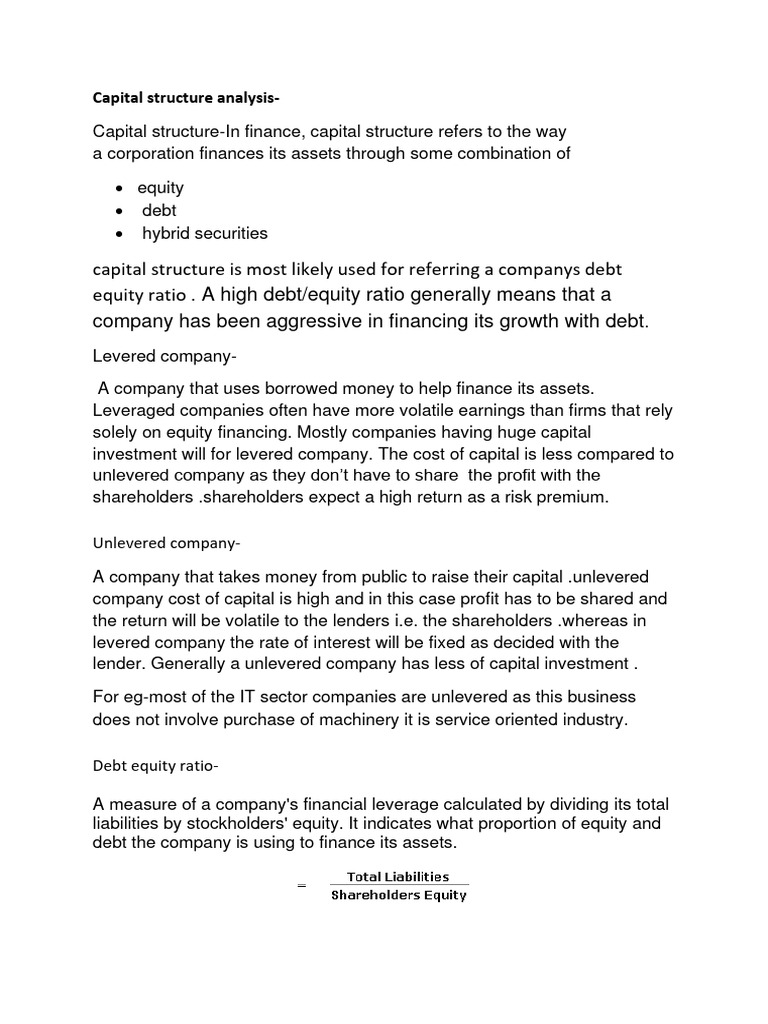 Capital Structure Analysis and Trends | PDF | Cost Of Capital ...