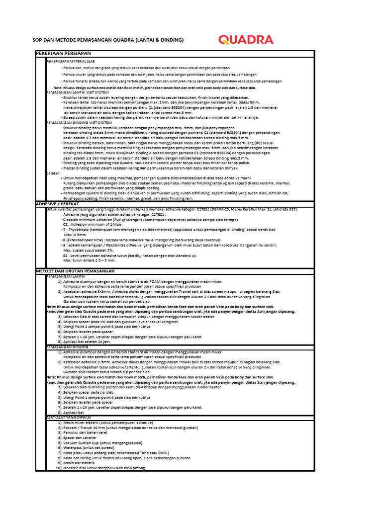 METODE PEMASANGAN FW Quadra | PDF | Griya & Taman | Sains & Matematika