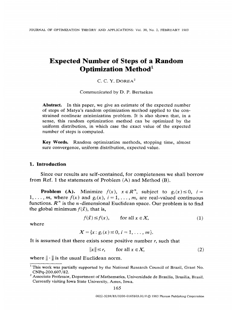 dorea 1983, Expected number of steps of a random optimization mehtod ... dorea 1983, Expected number of steps of a random optimization mehtod ...