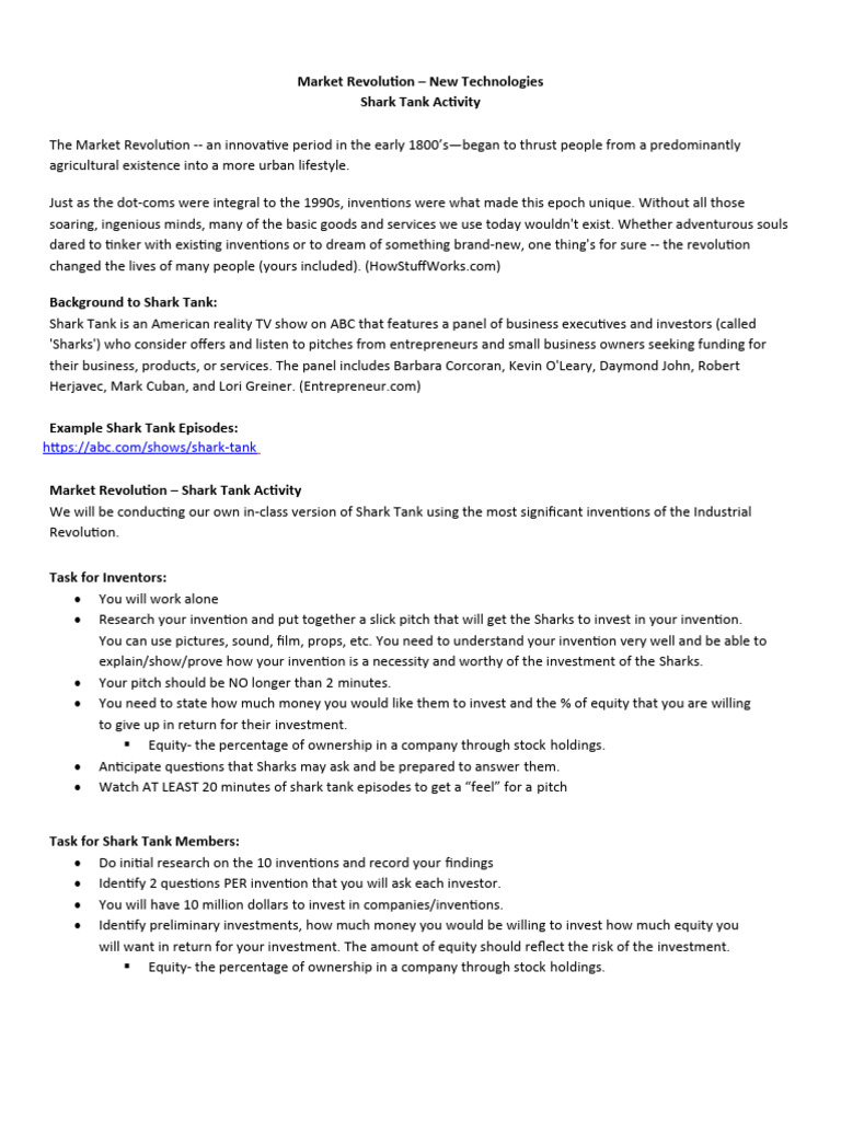 E07 Market Revolution Shark Tank | PDF | Home & Garden