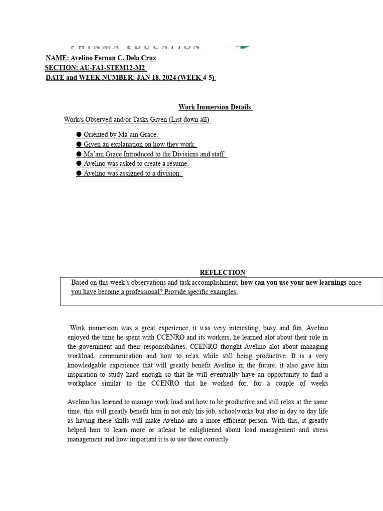 Reflection Q1 And Q2 Pdf 