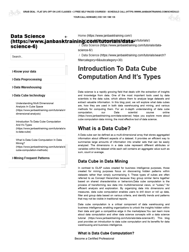 Techniques Of Data Cube Computation In Data Science Pdf Information Science Computing