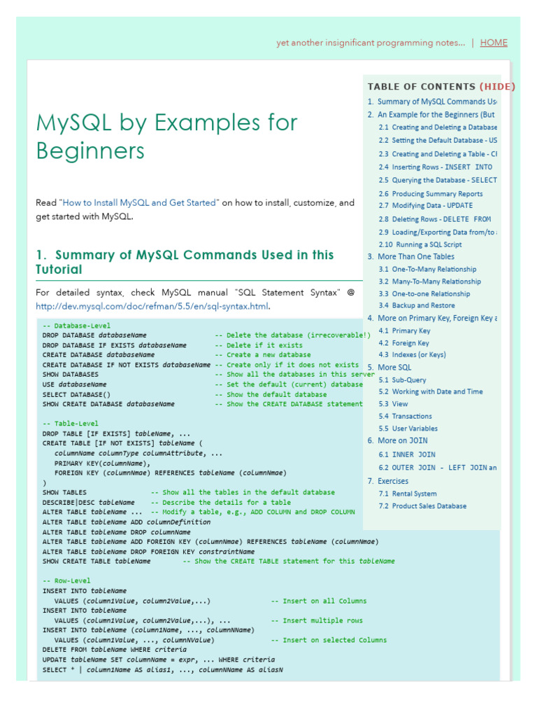My SQLTutorial | Download Free PDF | Databases | Data Management Software