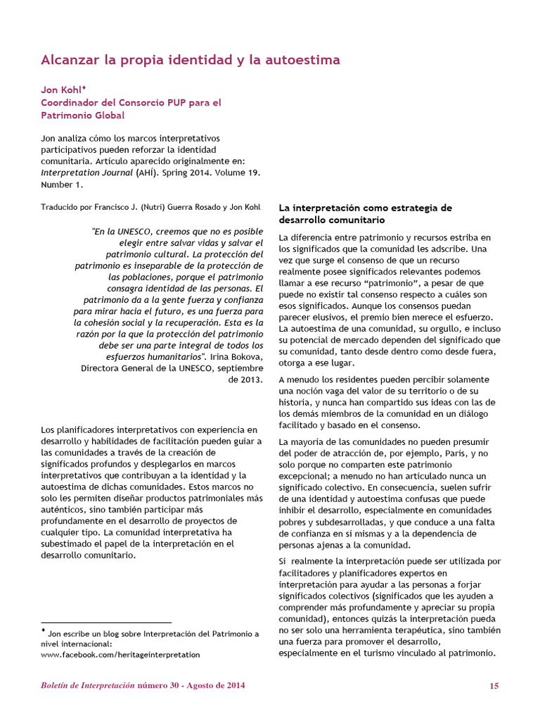 Identidad y Autoestima Comunitaria | PDF | Comunidad | Sustentabilidad