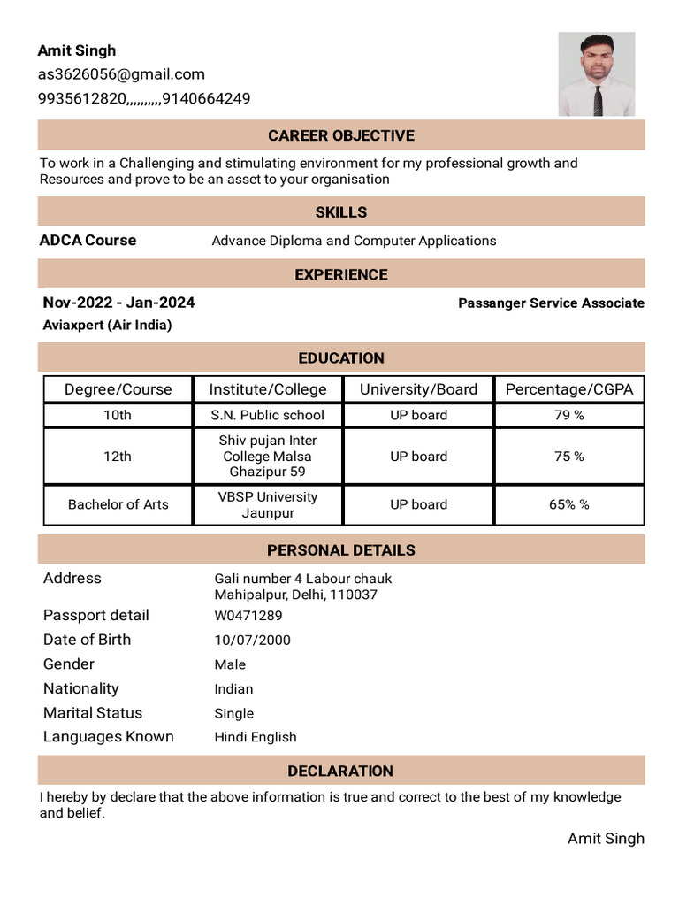 Resume - Amit Singh - Format7 | PDF