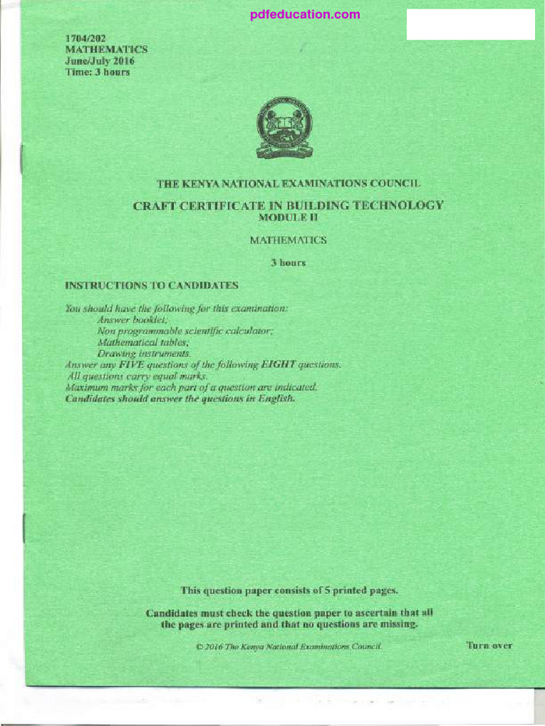 KNEC Mathematics Past Paper Module II | PDF | Matrix (Mathematics)