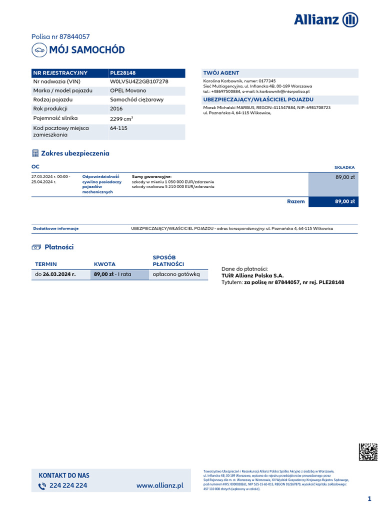 Allianz Polisa 87844057 | PDF
