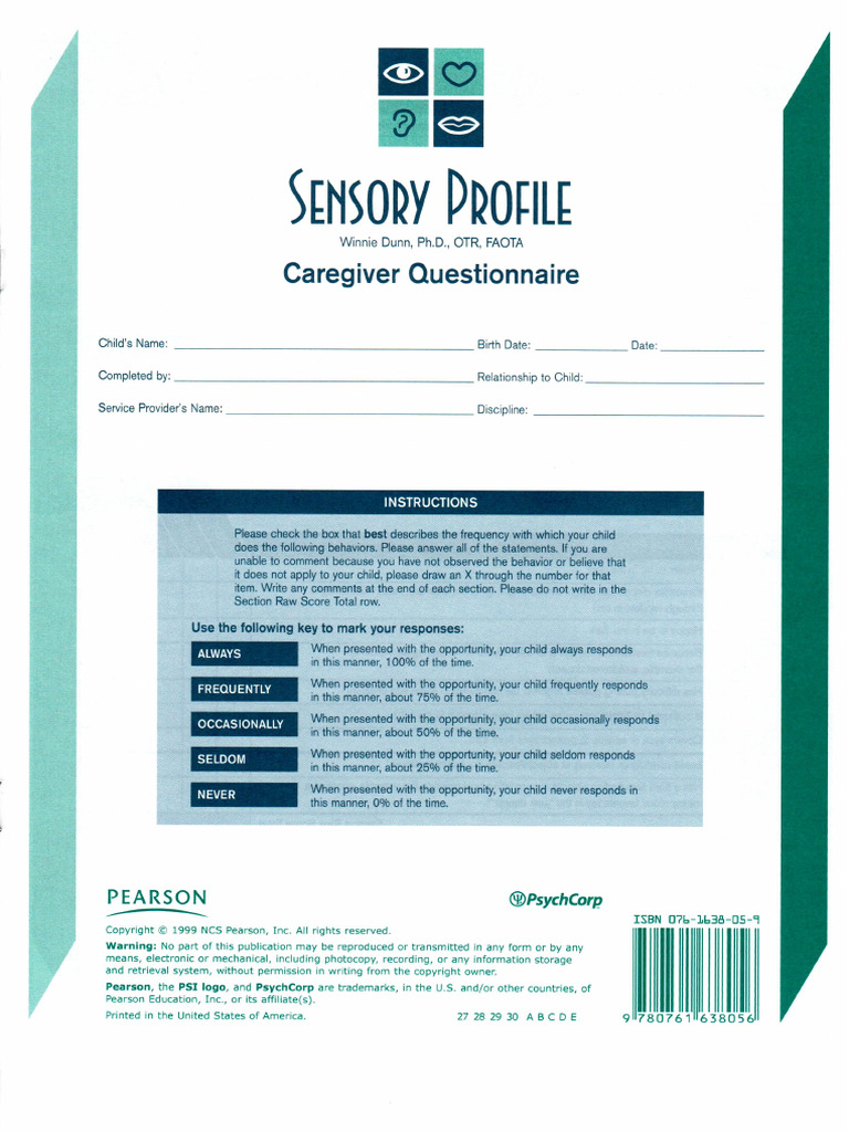 Sensory Profile - Caregiver Questionaire | PDF