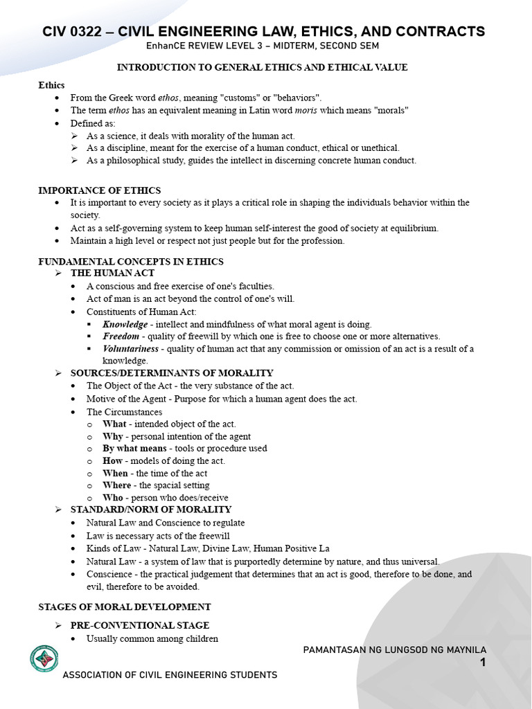 Civil Engineering Law and Ethics Overview | PDF | Surveying | Technical ...
