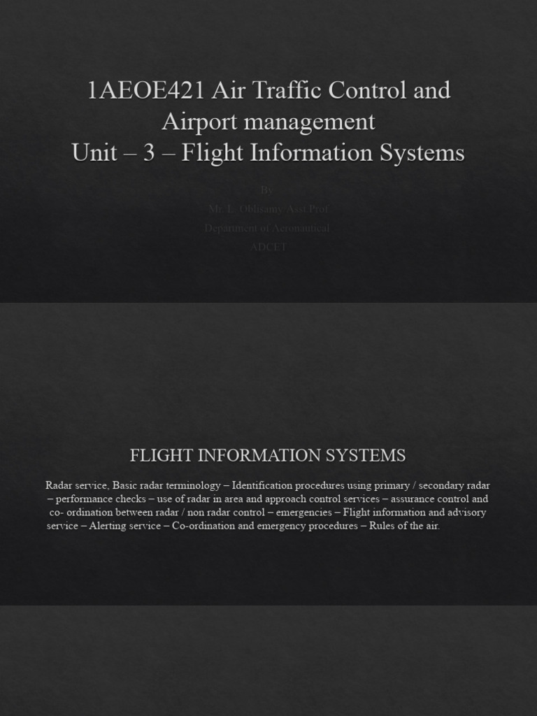 Air Traffic Control and Airport Design UNIT 3 | PDF | Transponder ...
