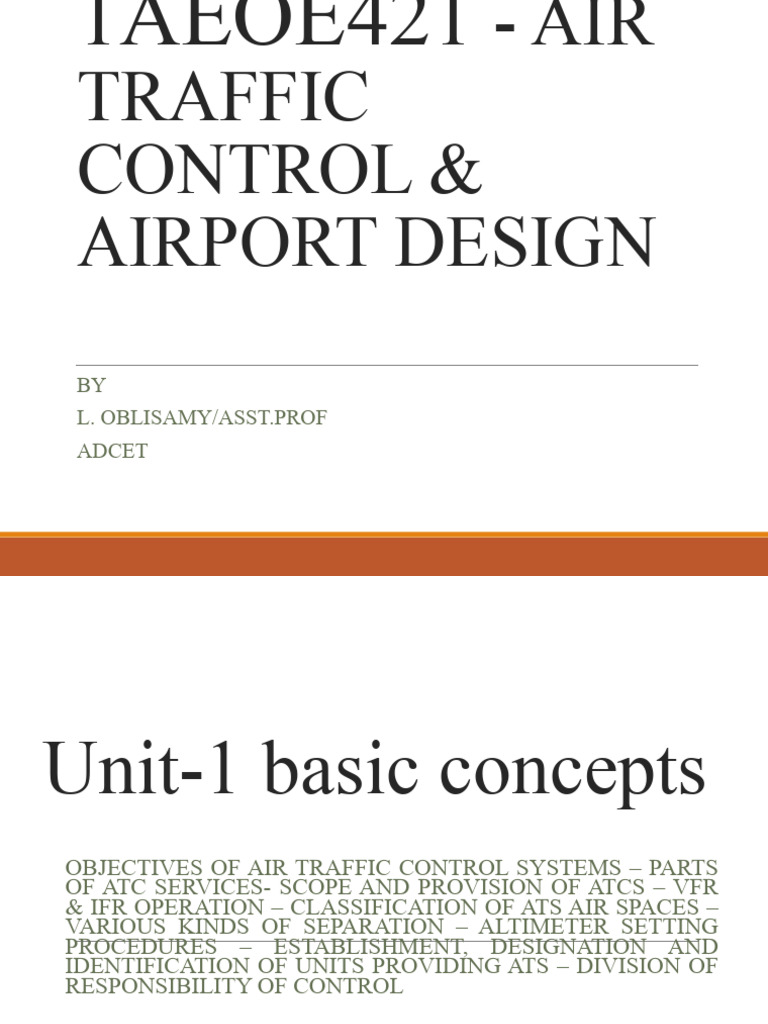 Air Traffic Control & Airport Design Unit - 1 | PDF | Instrument Flight ...