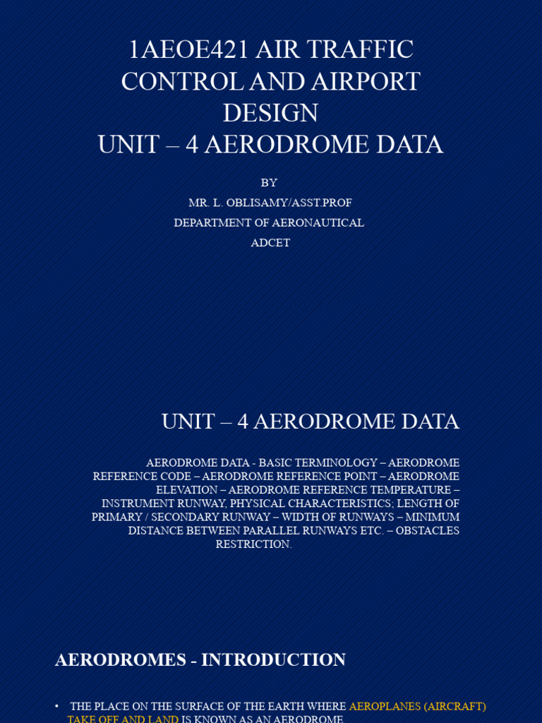 Air Traffic Control and Airport Design - Unit 4 | PDF | Airport | Runway