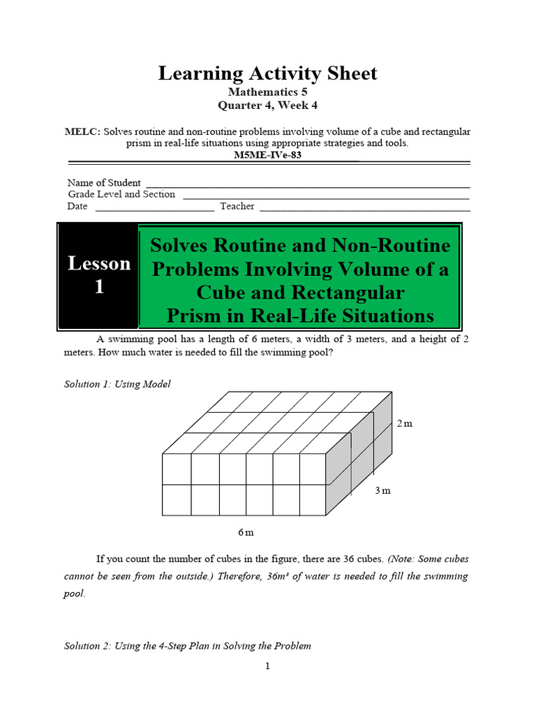 Final Las Math5 Q4 W4 | PDF | Volume | Mathematics