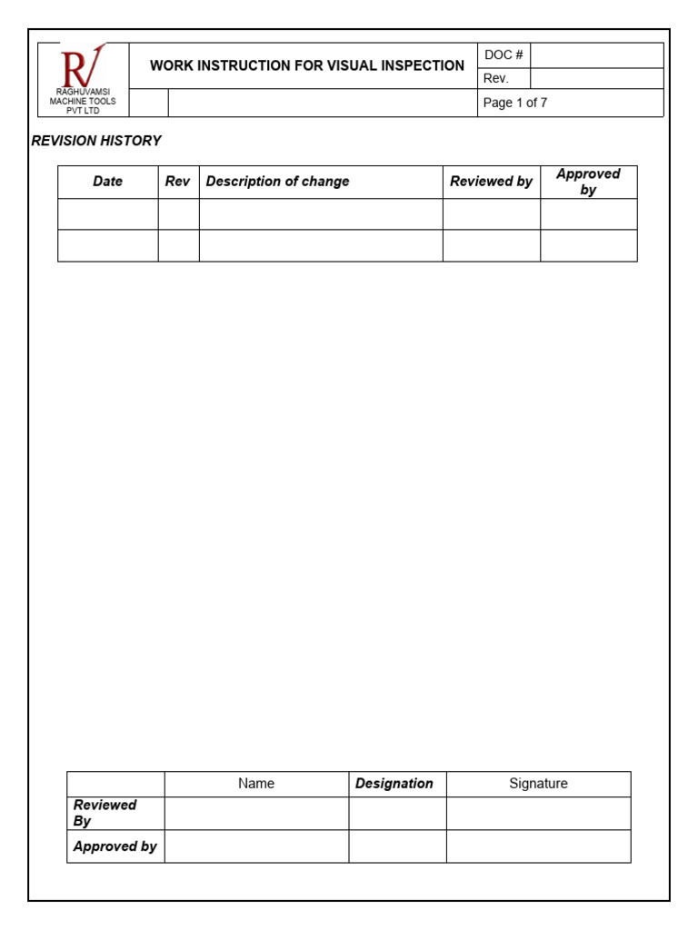 Visual Inspection Work Instruction | PDF | Corrosion | Industrial Processes