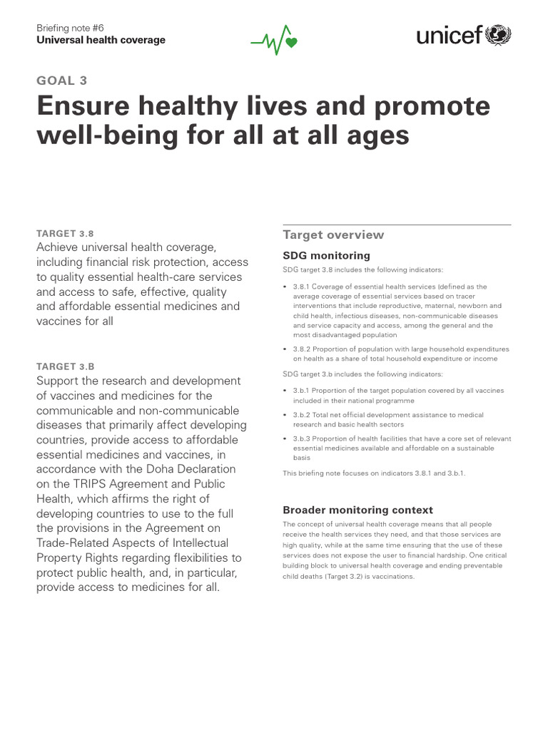 SDG Briefing Note 6 - Universal Health Coverage | PDF | Vaccines | Health Care