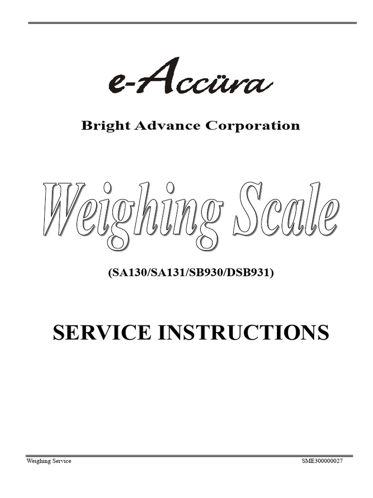 SB53 Service Manual | PDF | Weight | Calibration