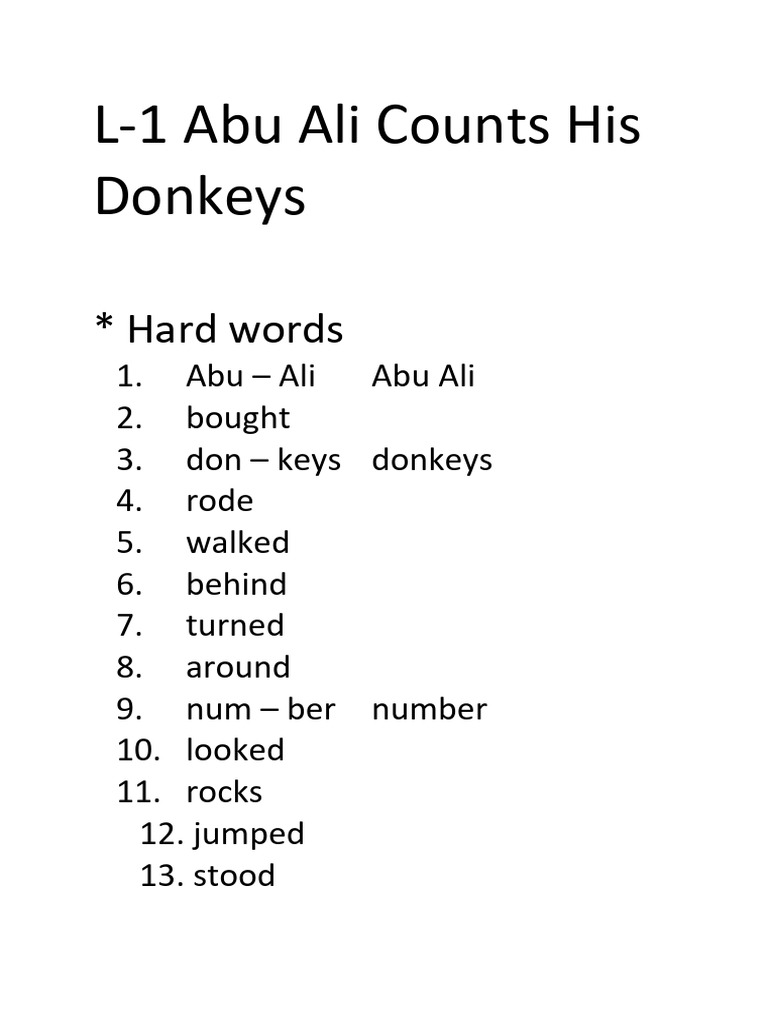 L-1 Abu Ali Counts His Donkeys | PDF | Poetry