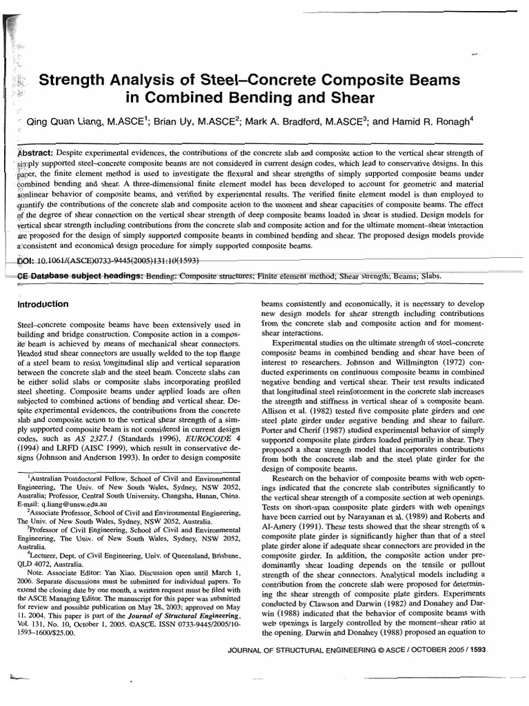 Analysis Of Steel Concrete Composit Beam In Combined Bending And Shear