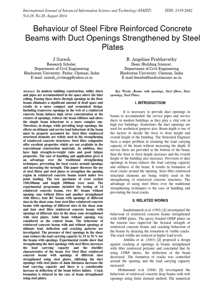Behaviour of Steel Fibre Reinforced Concrete Beams With Duct Openings ...