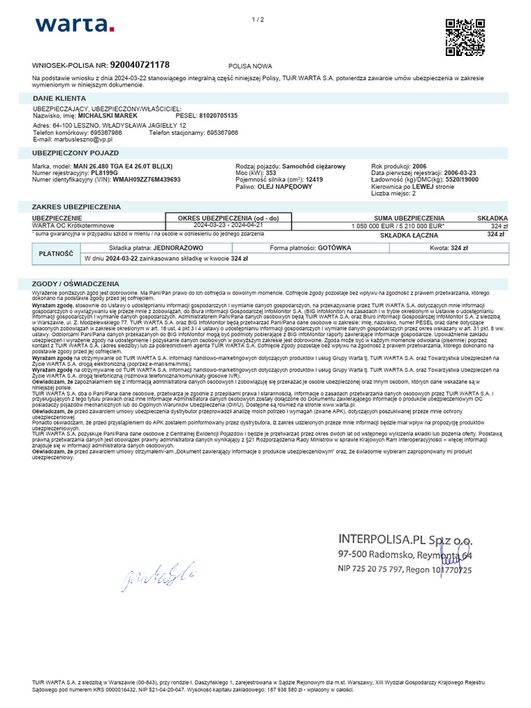 Polisa NR 920040721178 | PDF