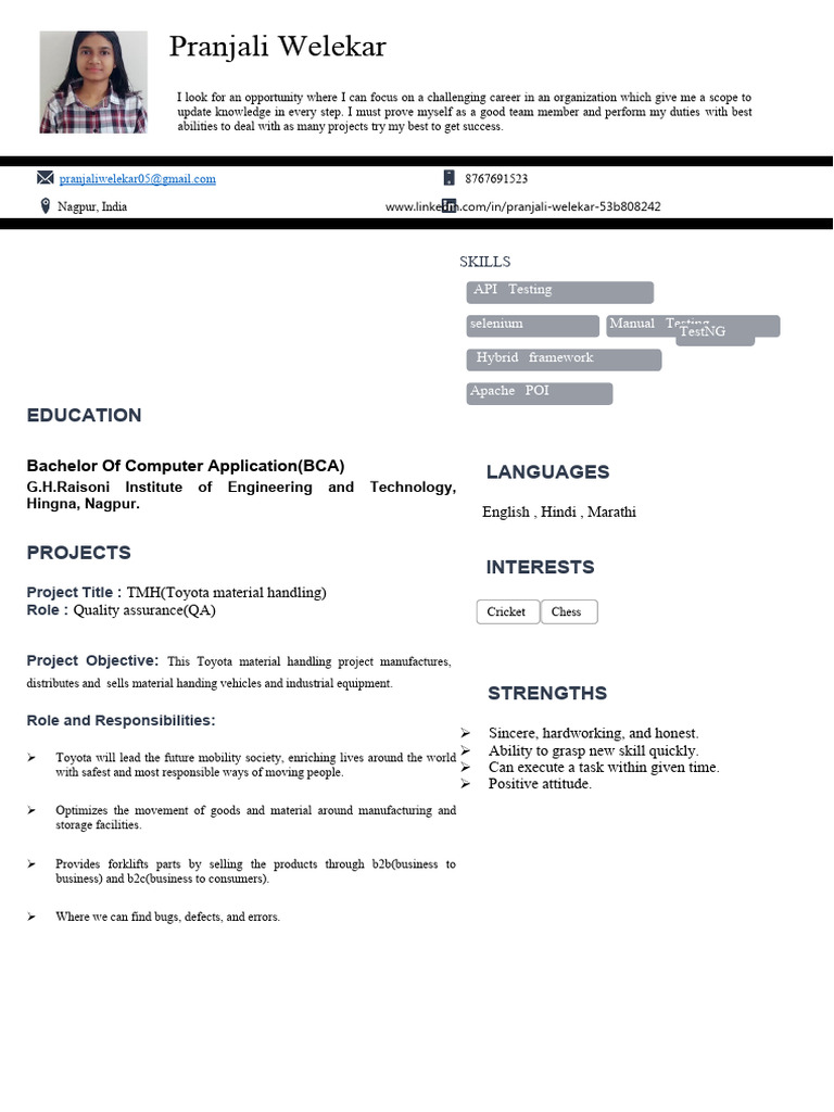 Pranjali Resume | PDF | Computing