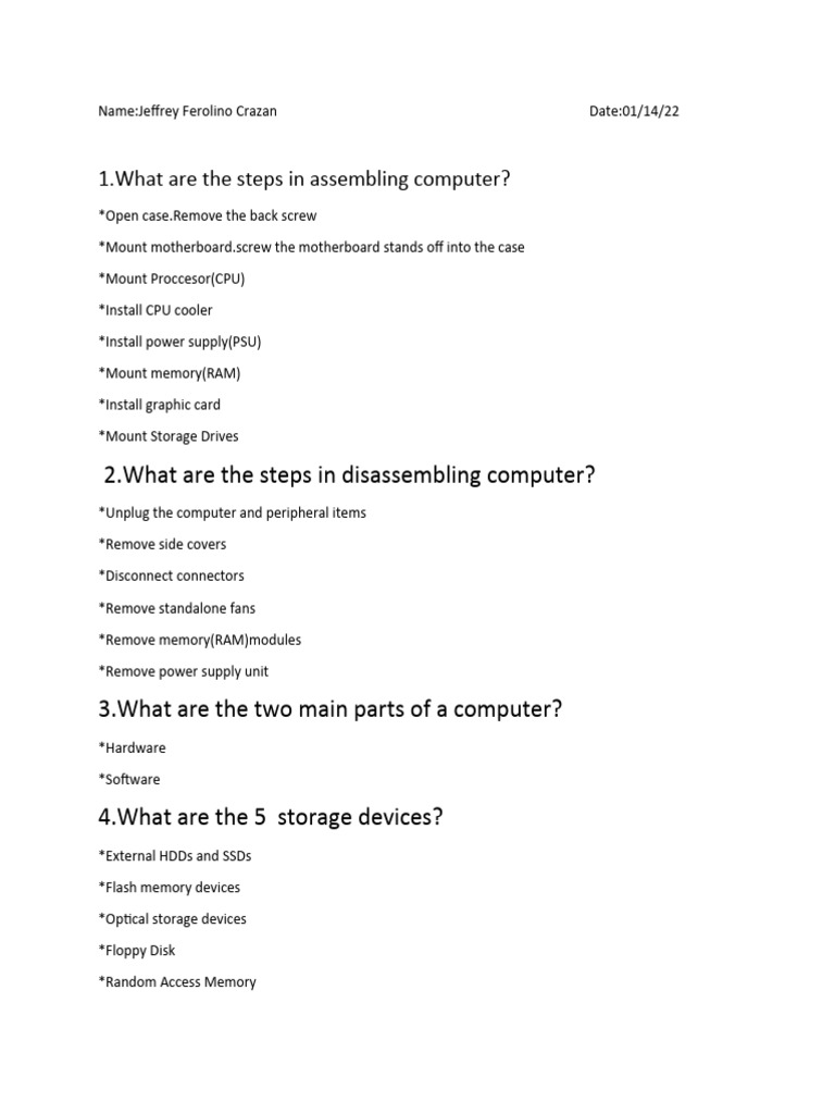 Computer Assembly & Disassembly Guide | PDF