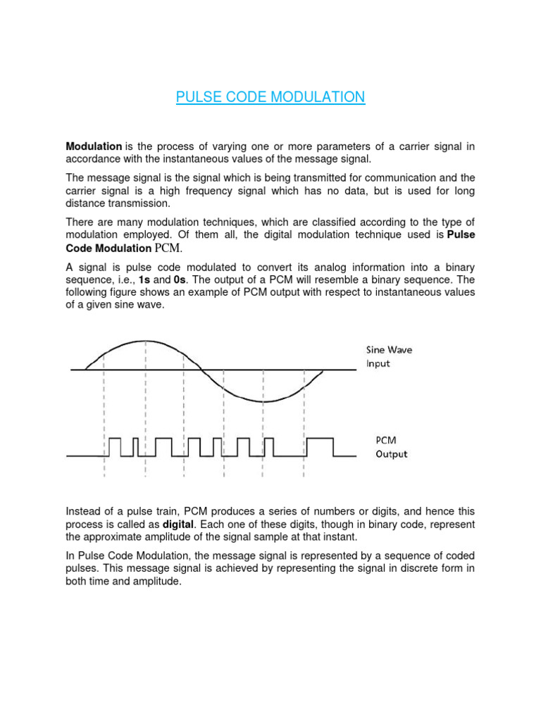 PCM | PDF | Sampling (Signal Processing) | Modulation