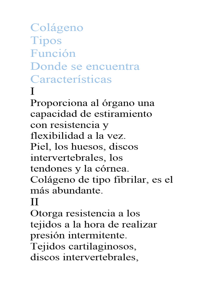 Tipos de Colágeno | PDF | Colágeno | Tendón