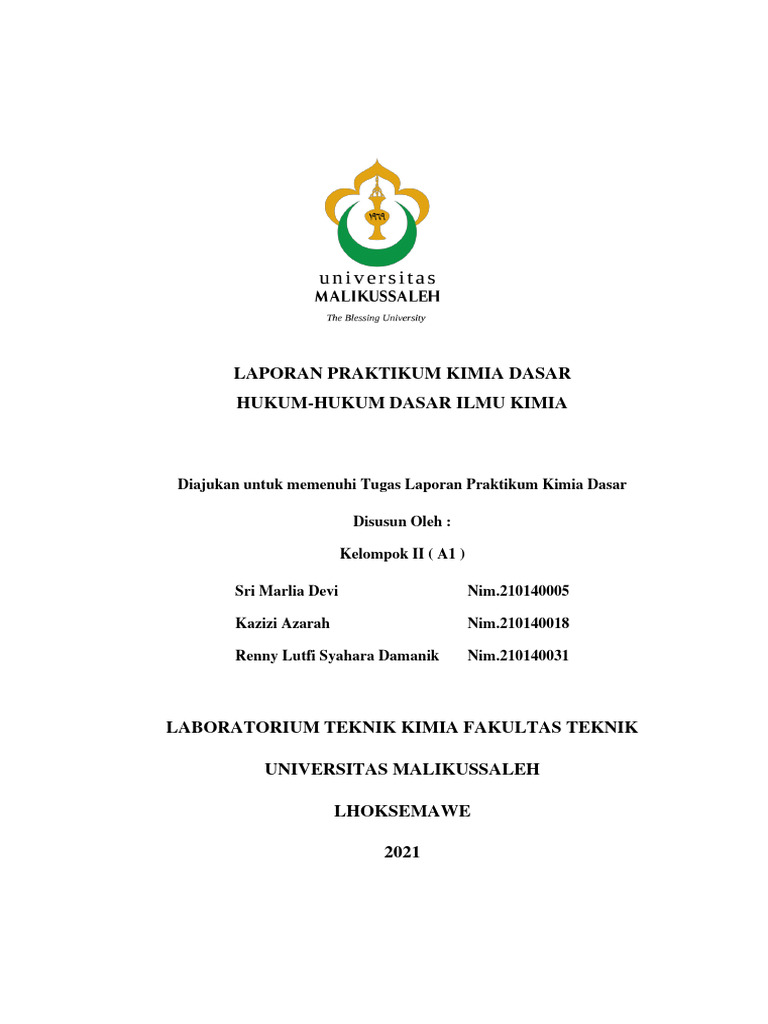 Laprak - Kimia Dasar - Kelompok 2 (A1) .Semester 1 | PDF | Sains & Matematika | Teknologi & Rekayasa