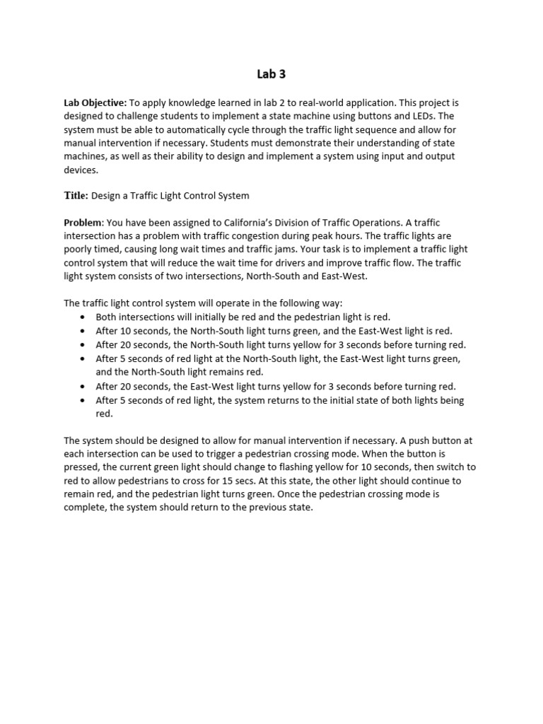 Lab 3 (1) | PDF | Traffic Light | Traffic